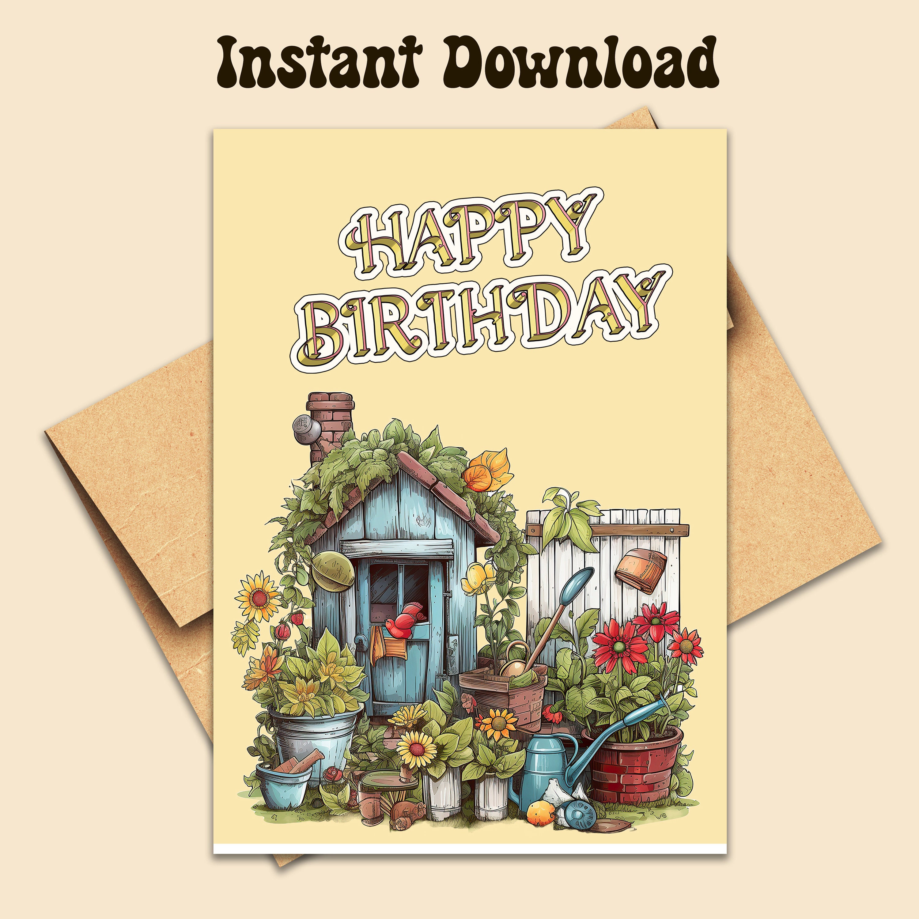 Printable Garden Happy Birthday Card for Her - Etsy Canada