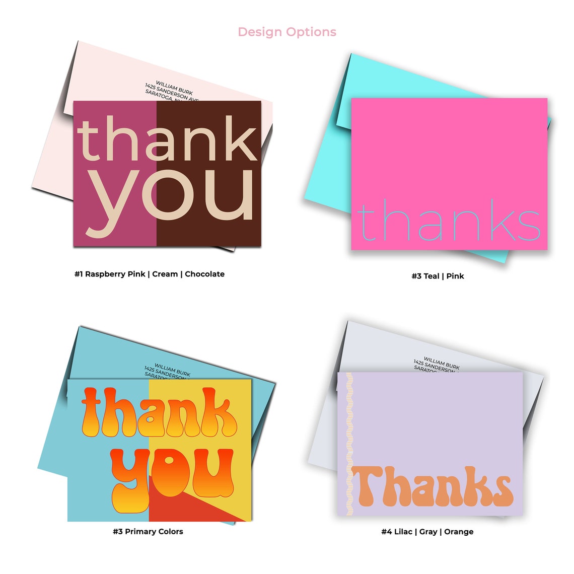 Retro Color Block Thank You Cards, Matching Envelopes and FREE Return ...