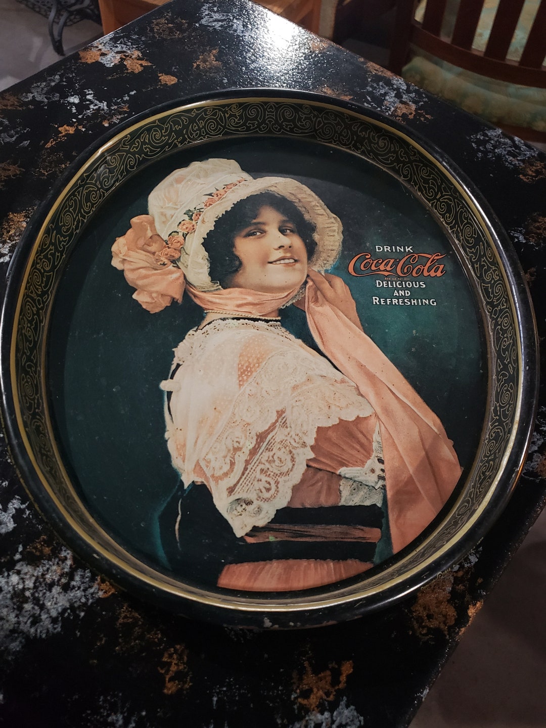 Vintage Drink Coca-cola Lady in Pink Dress Oval Tray - Etsy