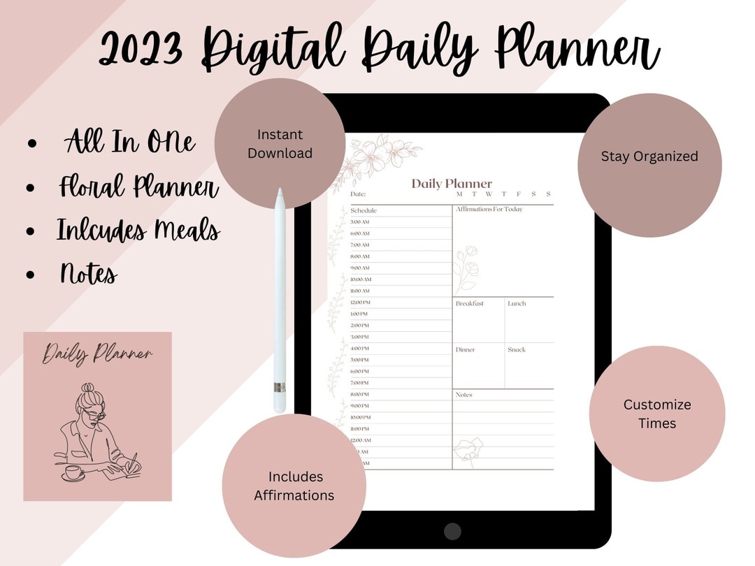2023 Daily Planner, Daily Digital Planner, Daily Planner, iPad Planner ...