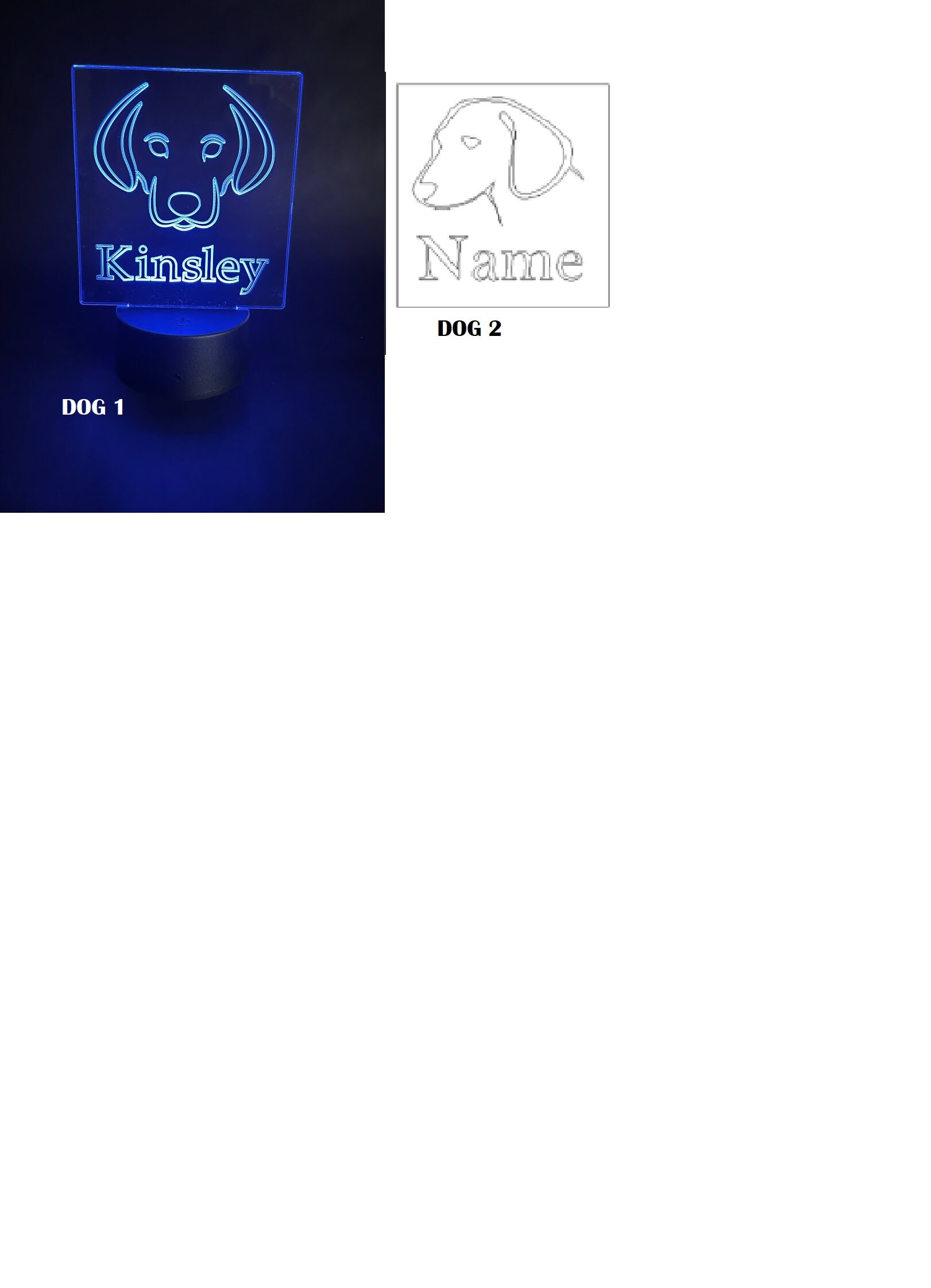 Custom Acrylic LED Night Light Dogs - Etsy
