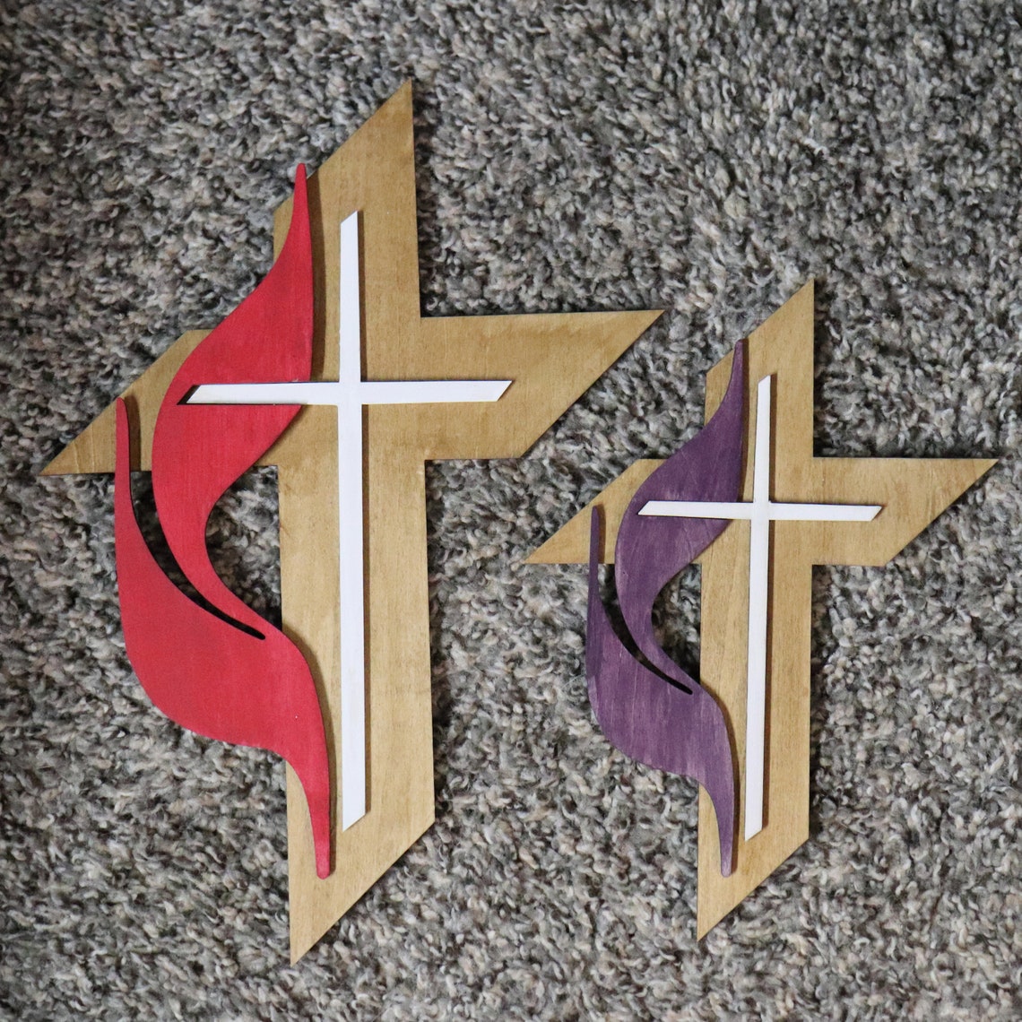 Flamed Cross Methodist Cross Cross 3D Cross - Etsy