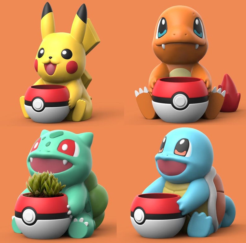 Pokemon Planters 3d Stl Digital File for Printing - Etsy