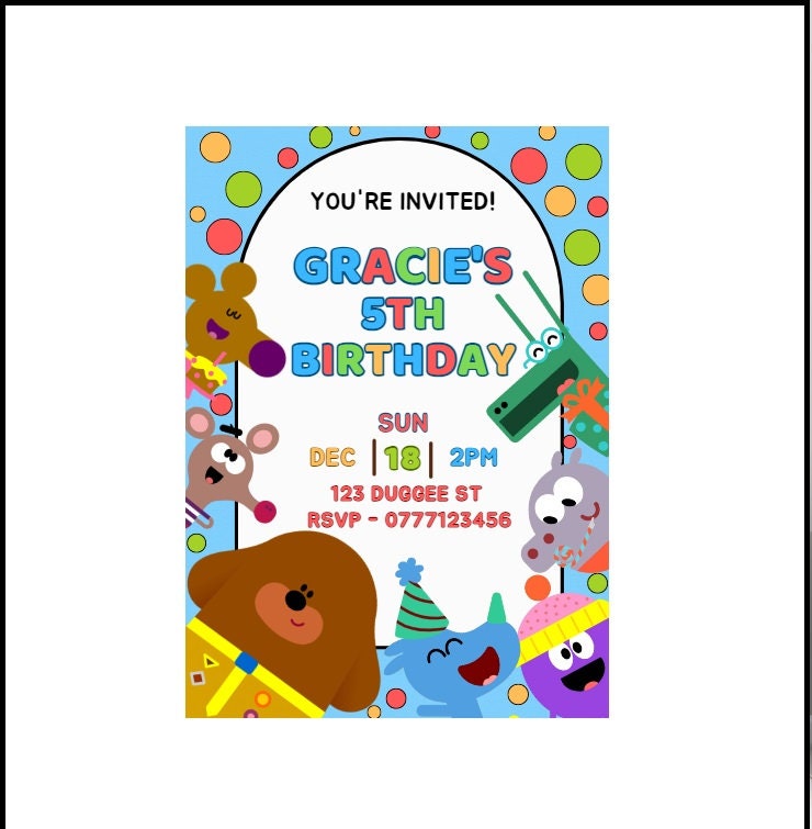 Hey Duggee Invites | Personalised | Birthday | Happy | Norrie | Roly ...