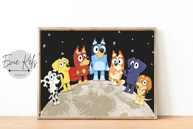 Bluey & Friends Print Children's Room Gift Wall Art Unique Night Sky - Etsy
