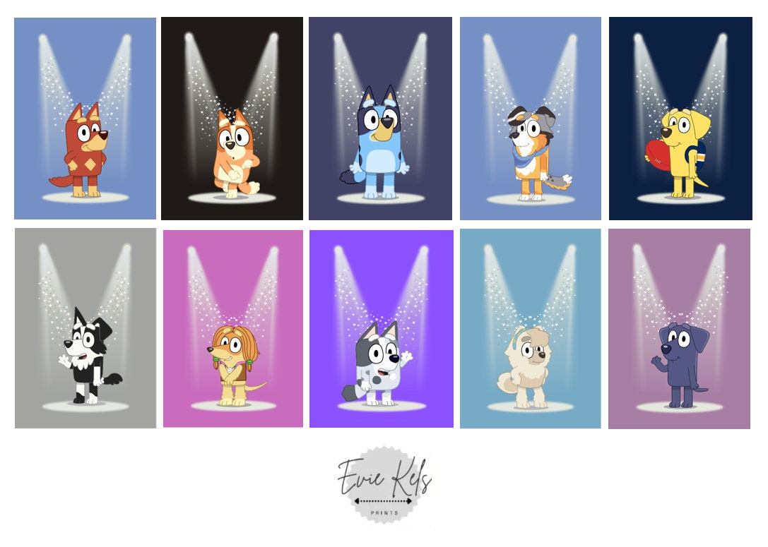 Bluey & Friends Prints | Children's Room | Gift | Wall Art | Unique ...