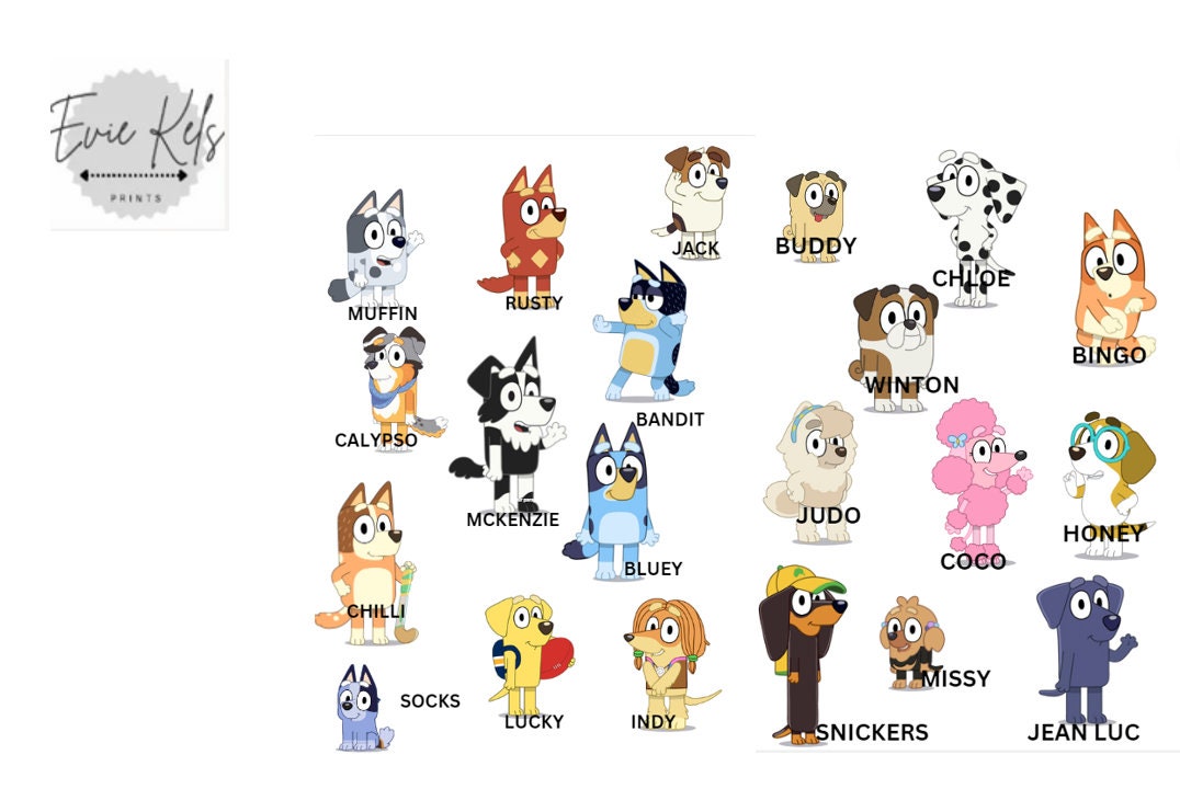 Bluey & Friends Prints | Children's Room | Gift | Wall Art | Unique ...