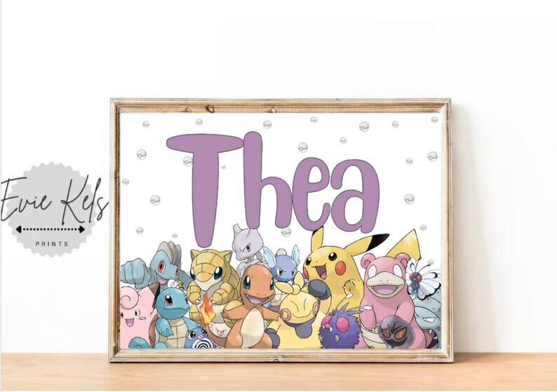 Pokémon Name Print Personalised Children's Room Gift - Etsy