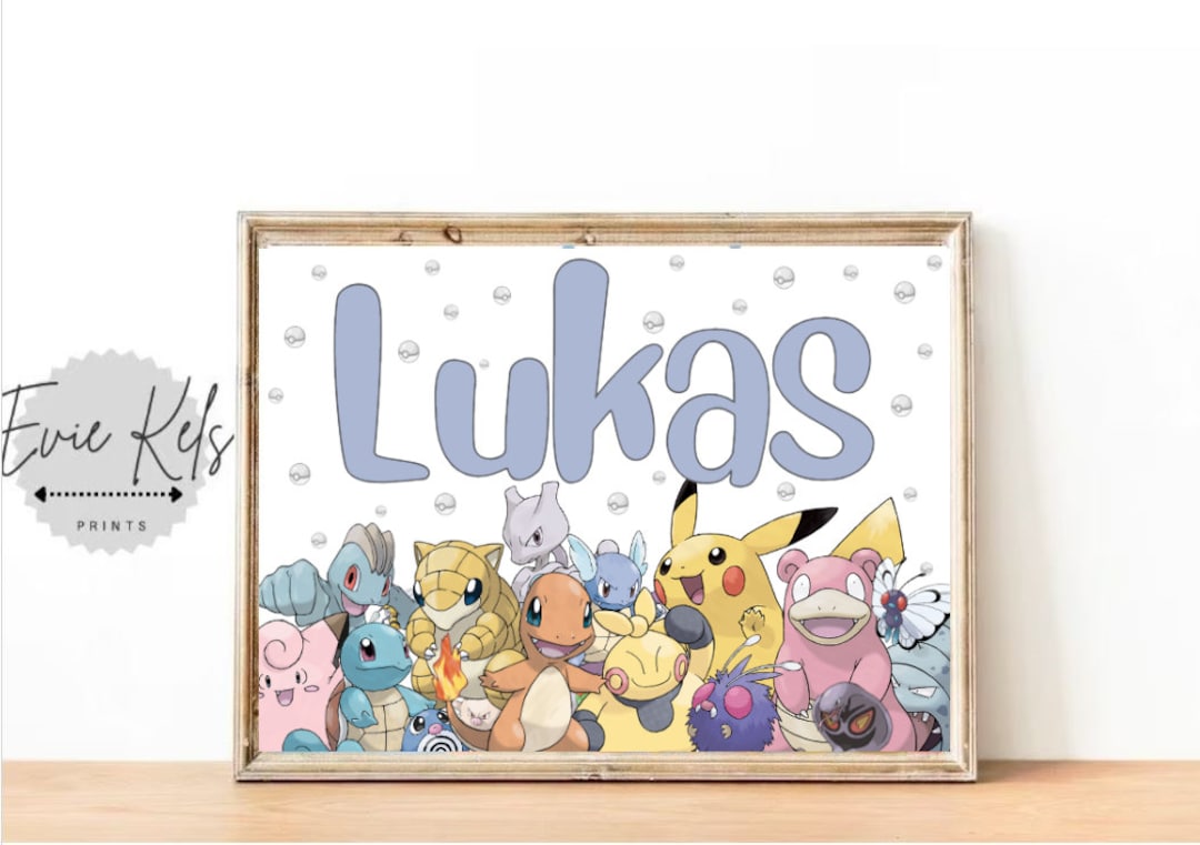 Pokémon Name Print | Personalised | Children's Room | Gift | Wall Art ...