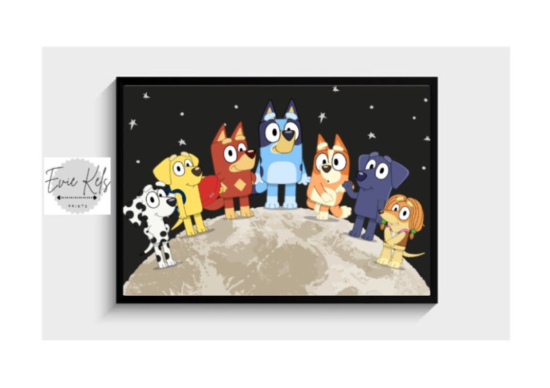 Bluey & Friends Print Children's Room Gift Wall Art Unique Night Sky - Etsy