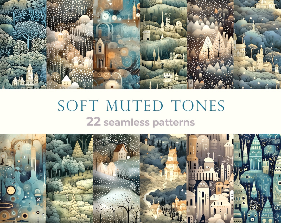 Collection of Seamless Patterns in Soft Neutral Colors With Houses and ...