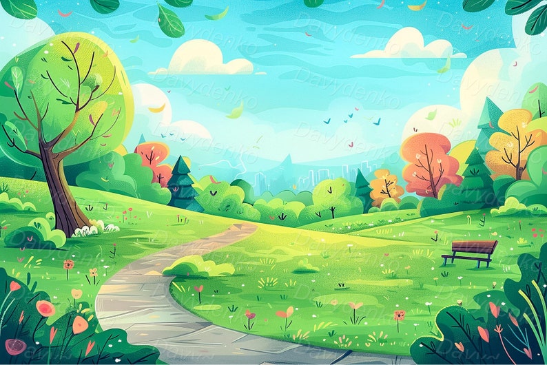 Set of Cartoon Background for Product Previews. Cartoon Landscapes for ...