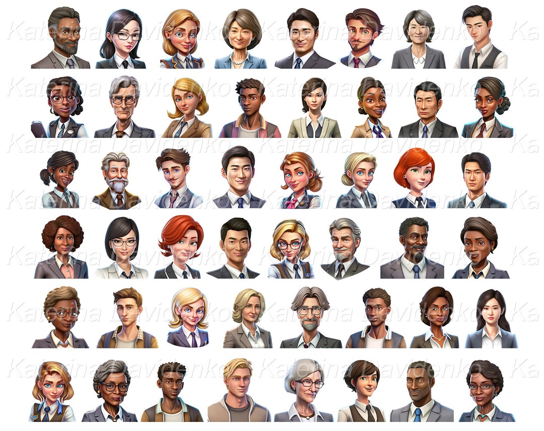 Icons Set With Cartoon People Faces Pack of Office Worker Cartoon ...
