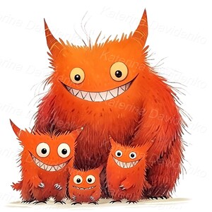 Cute Cartoon Monsters PNG Clipart Set. Printable Monster Sticker ...