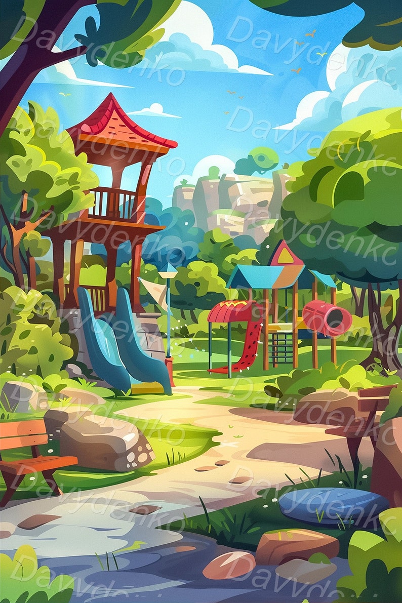 Cartoon Vertical Backgrounds Children's Book Backdrops Whimsical Scenes ...