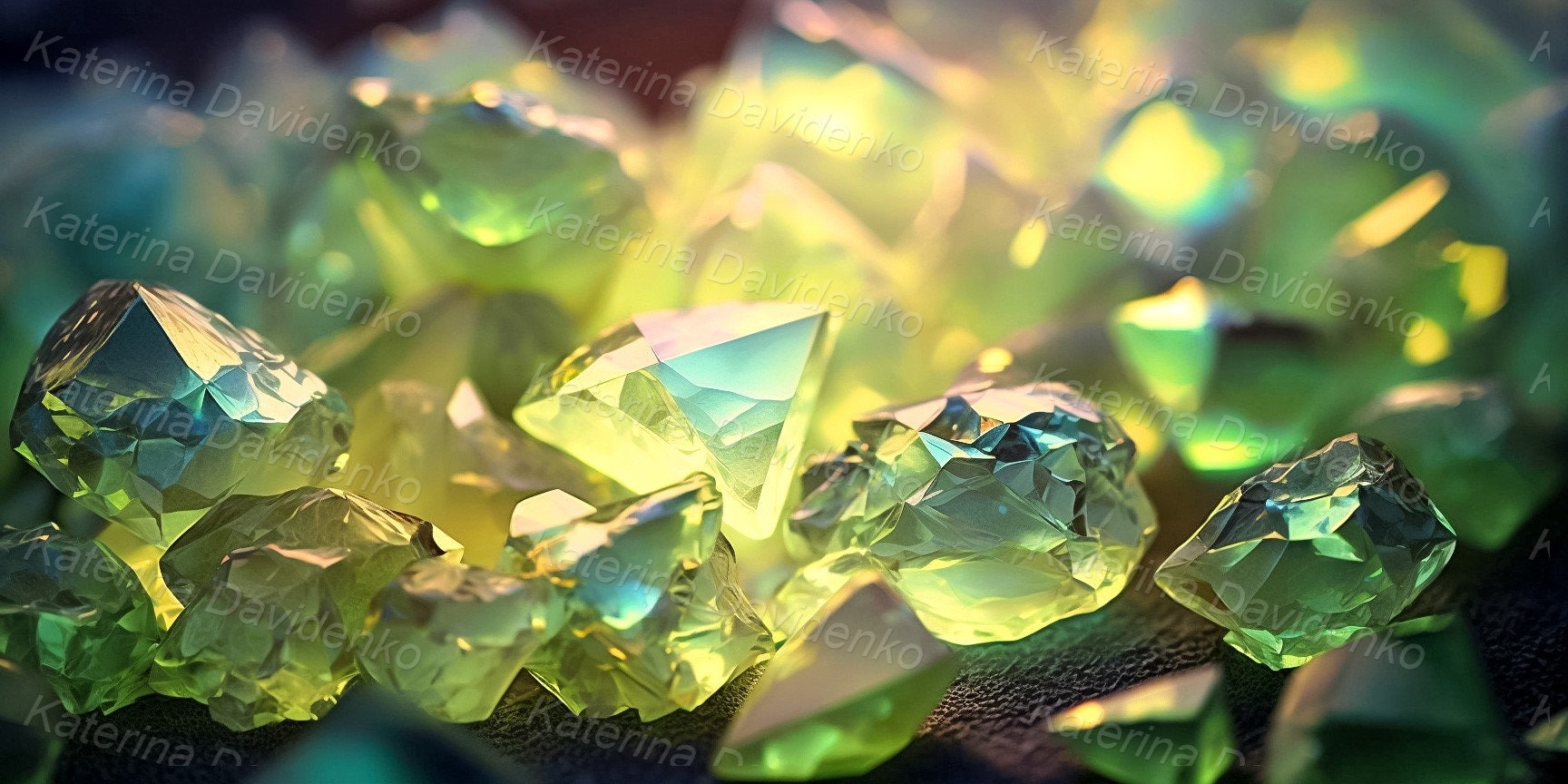 Horizontal Backgrounds With Shiny Crystals Like Blue Topaz, Green ...