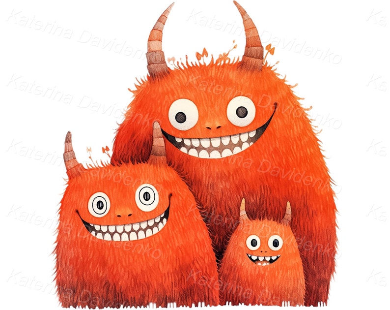 Cute Cartoon Monsters PNG Clipart Set. Printable Monster Sticker ...