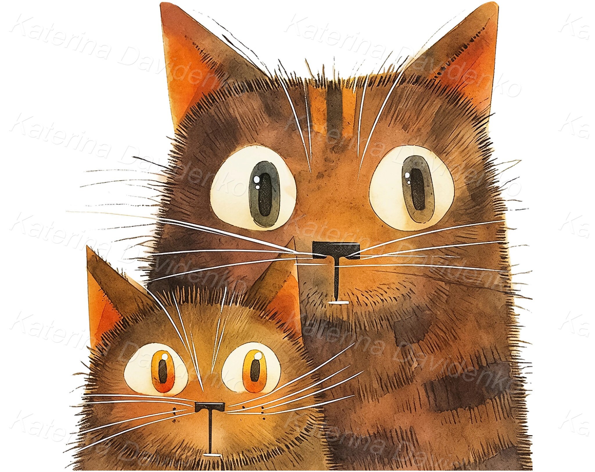 Watercolor PNG Clipart Set of Cute Cartoon Cats. Funny Kitten - Etsy Canada
