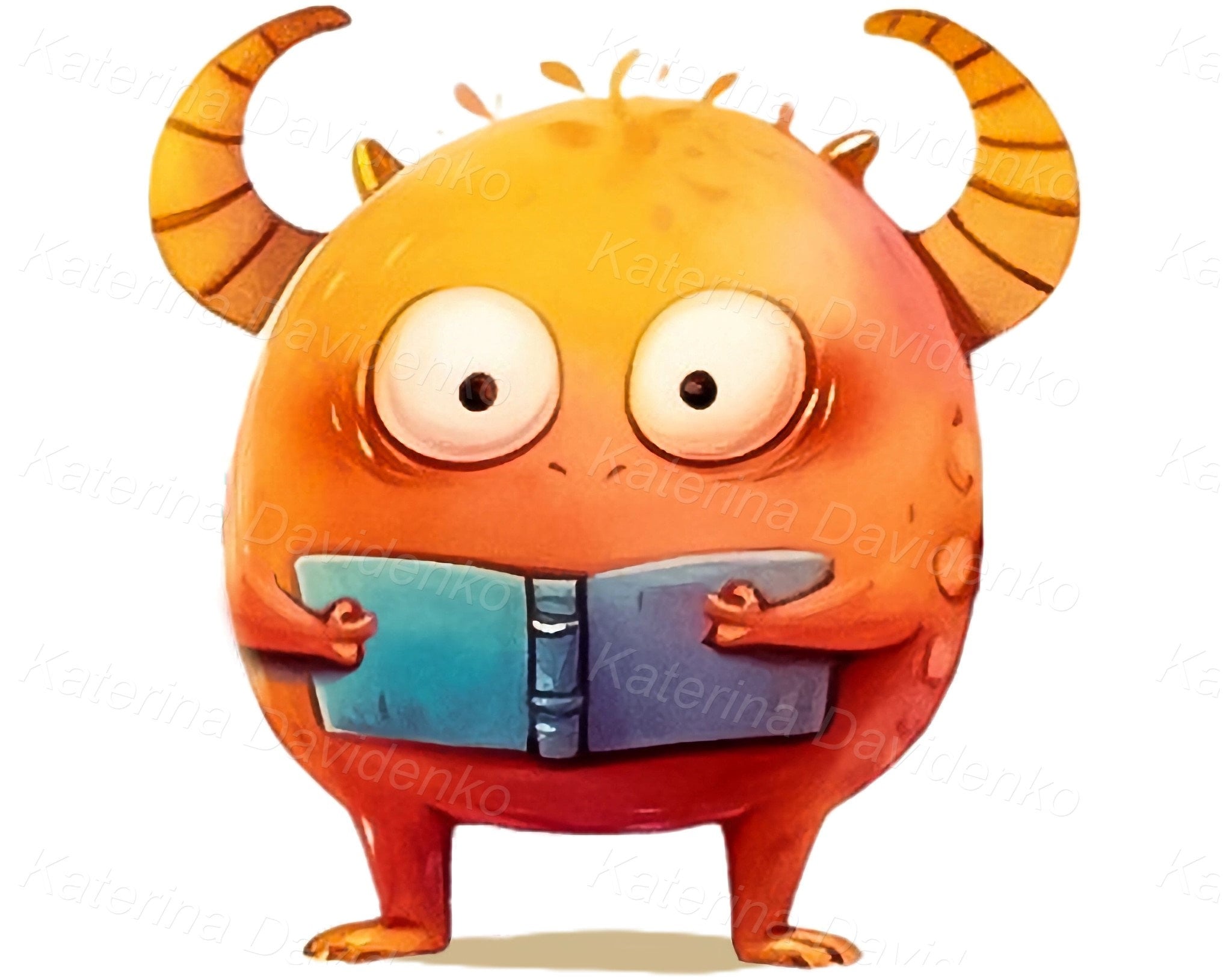 Set of Cute Cartoon Monsters With Books PNG Clipart. Happy Monsters ...