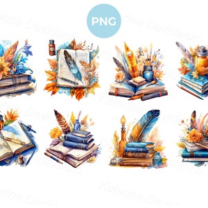 Books PNG Clipart, Watercolor Illustration, Isolated Images - Etsy