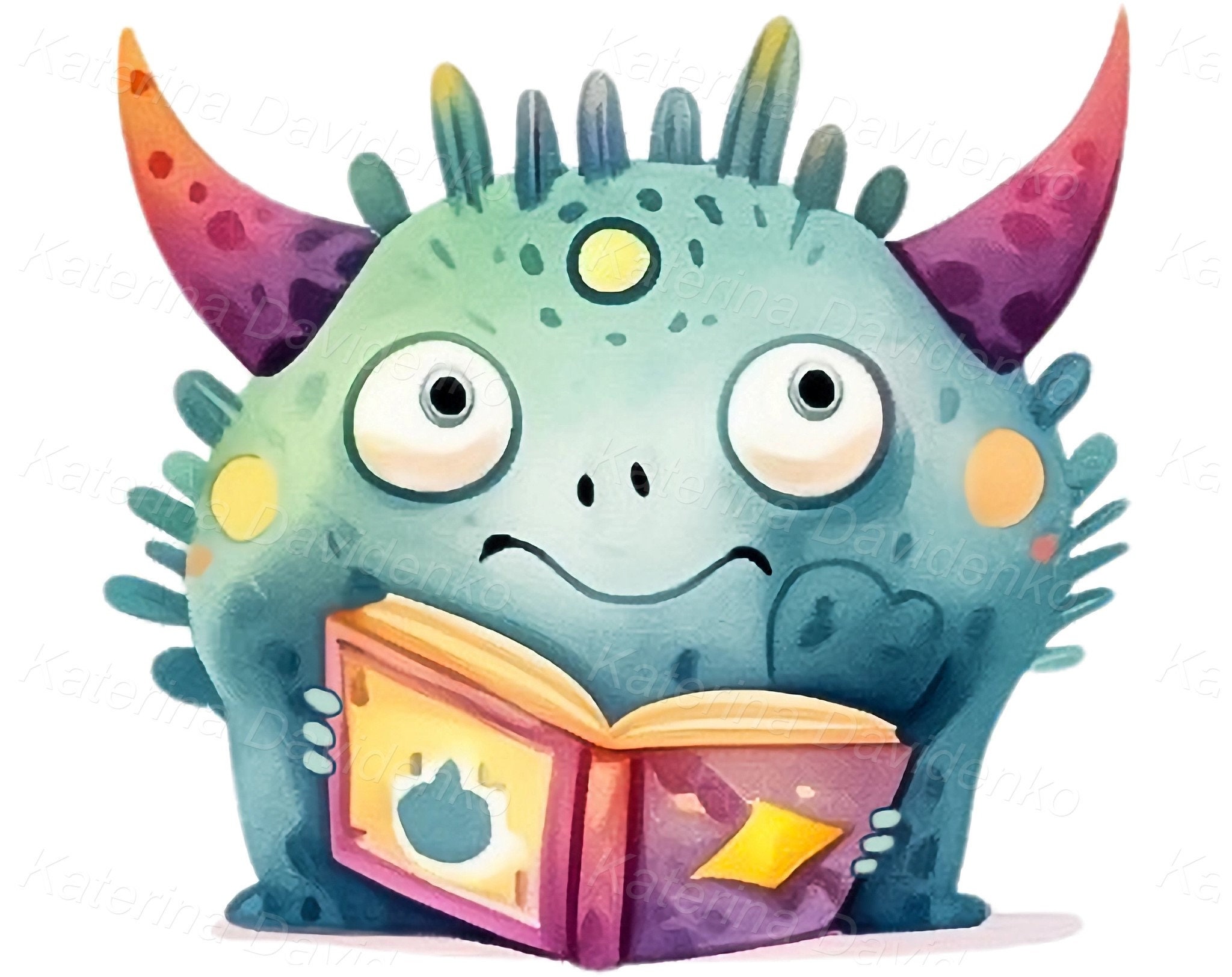 Set of Cute Cartoon Monsters With Books PNG Clipart. Happy Monsters ...