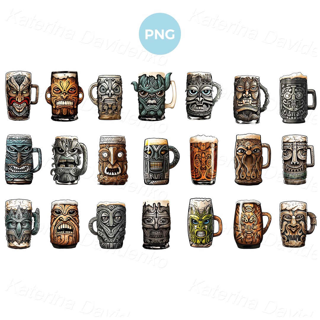 Collection PNG Clipart Horrifying Beer Mugs Featuring the Faces of ...