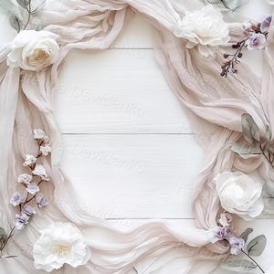 Boho Flat Lay Mockup Bundle. Frames Made of Flowers and Fabric on ...