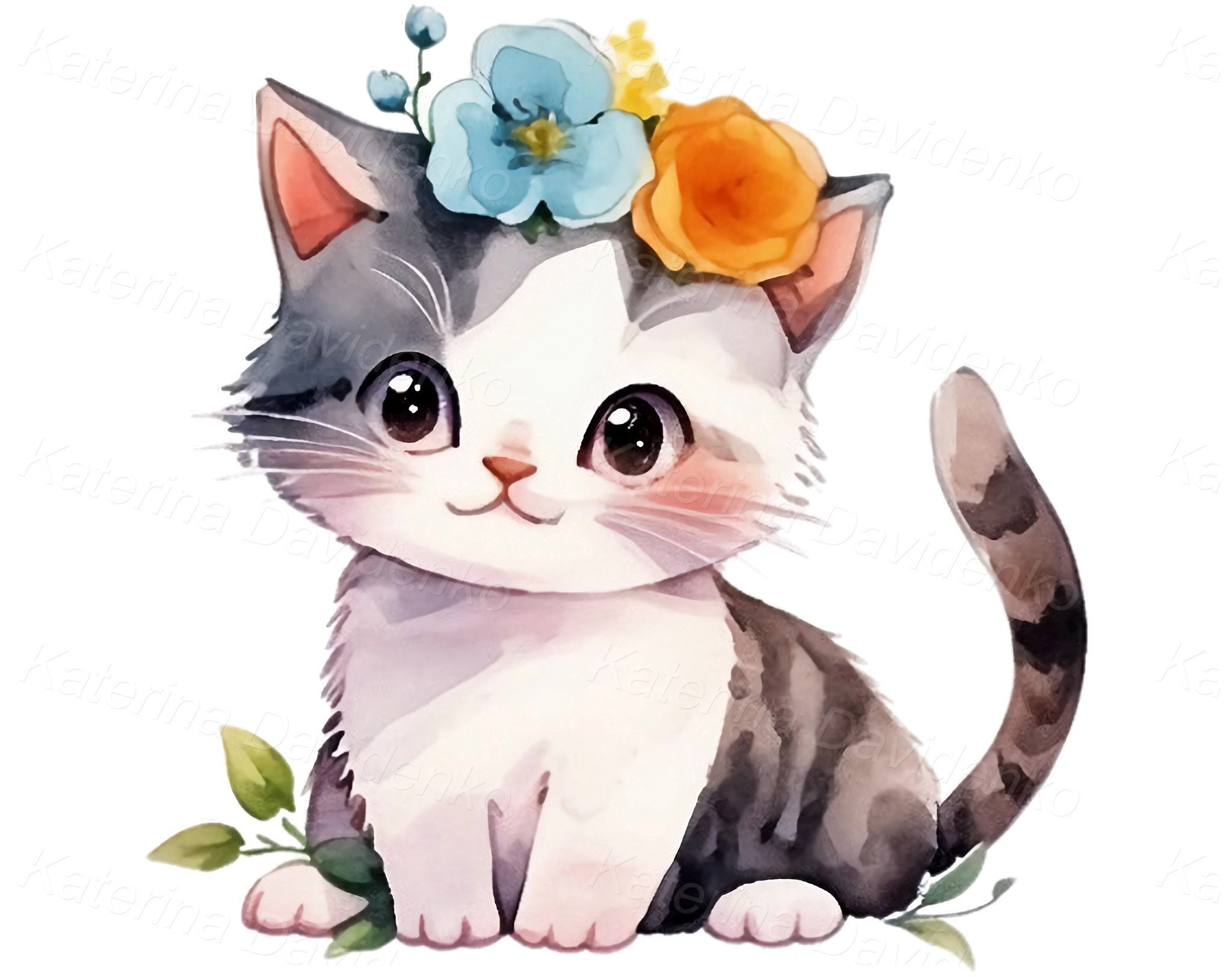 Watercolor Cute Cats Clipart Collection of Kittens With - Etsy