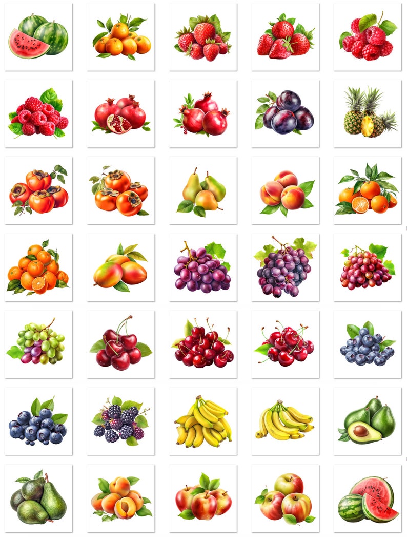 Realistic Fresh Fruits PNG Clipart Collection, Close-up Isolated ...