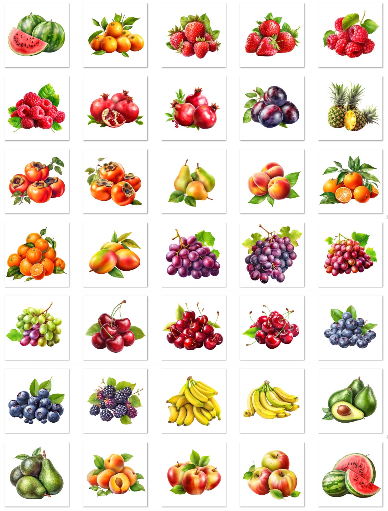 Realistic Fresh Fruits PNG Clipart Collection, Close-up Isolated ...