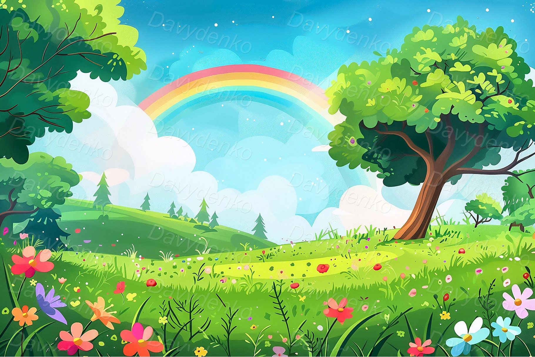 Cartoon Backdrops Children's Book Whimsical Scene Cartoon Backgrounds ...
