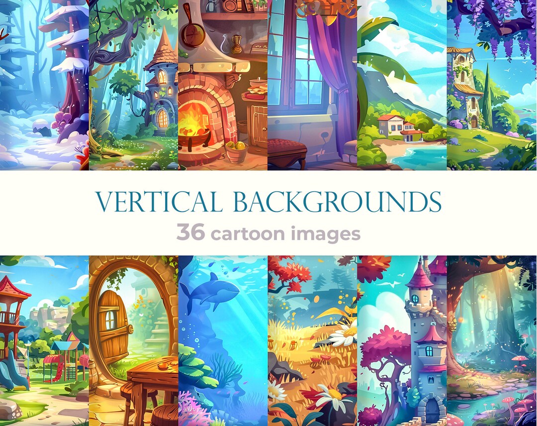 Cartoon Vertical Backgrounds Children's Book Backdrops Whimsical Scenes ...