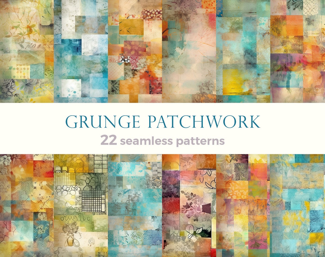 Collection of Abstract Colorful Patchwork Seamless Patterns, Fabric Design, Textile Pattern ...