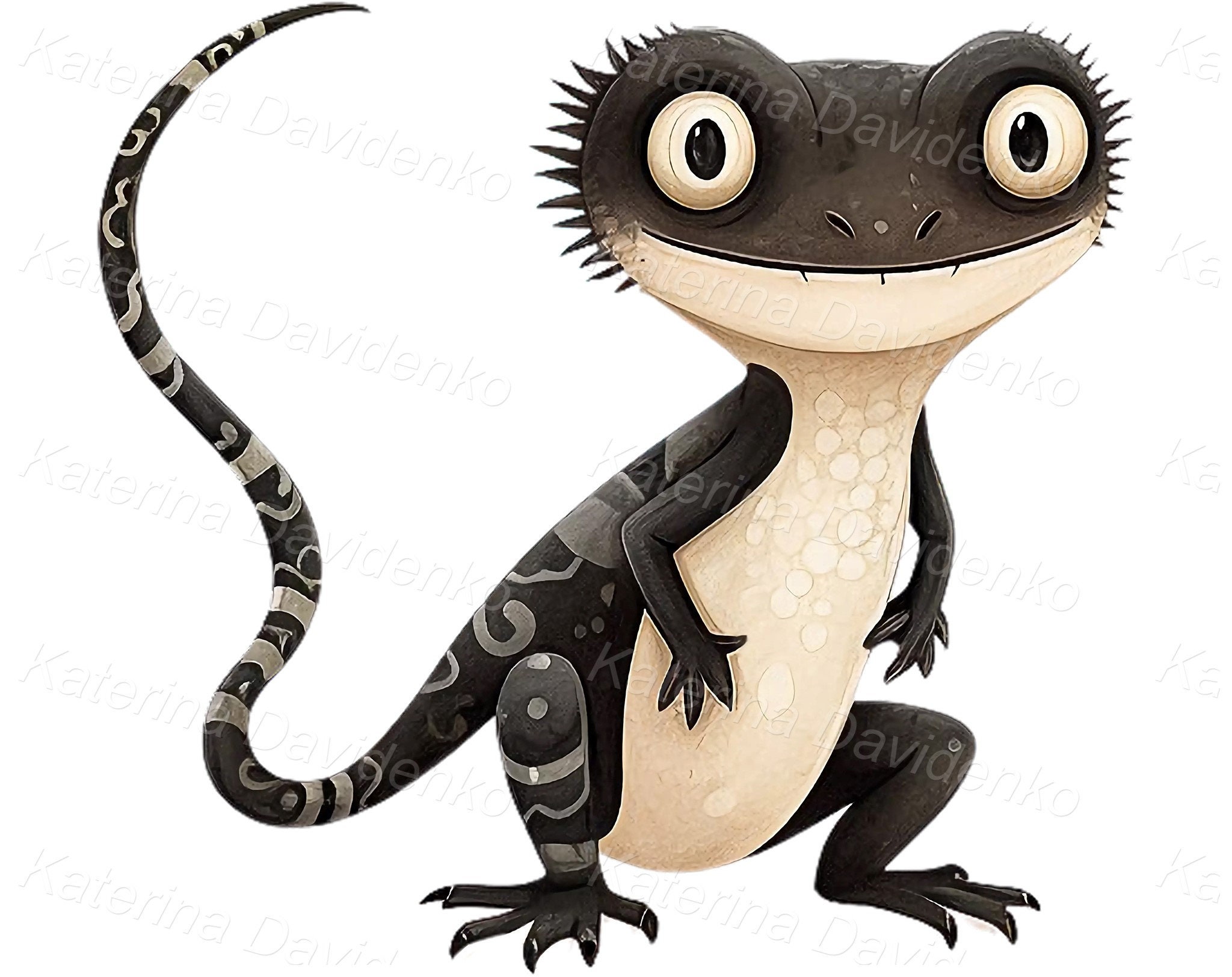 Printable Stickers Set of Cute Cartoon Geckos PNG Clipart. Funny Little ...