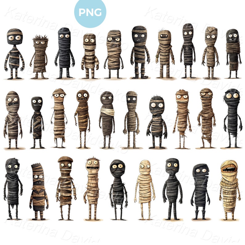 Cute Cartoon Mummy PNG Clipart, Animated Mummies, Digital Download ...