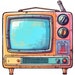 Cartoon Set of Retro Tv Icons, Vintage TV Stickers, Television PNG ...
