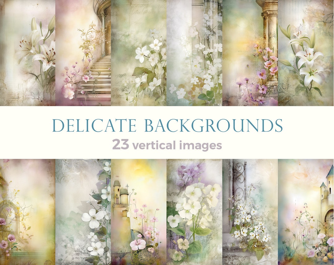 Collection of Delicate Backgrounds With Flowers, Grunge and Sepia ...