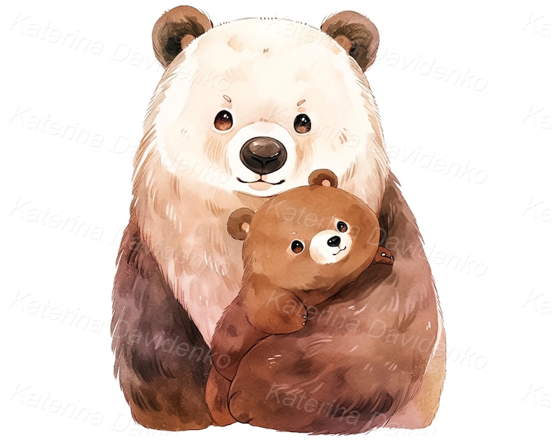 Collection of Cute Cartoon Bear Families PNG Clipart Funny Mother Bears ...