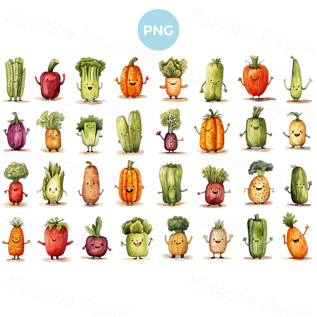 Cartoon Vegetable Clipart. Collection of Funny Vegetable Characters ...