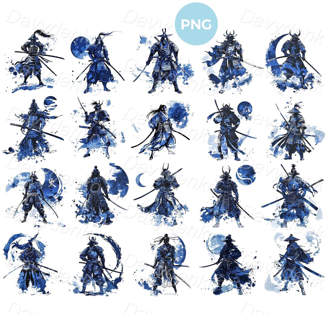 Samurai Transparent Png Set, Japanese Warrior, Samurai Clipart, Digital ...