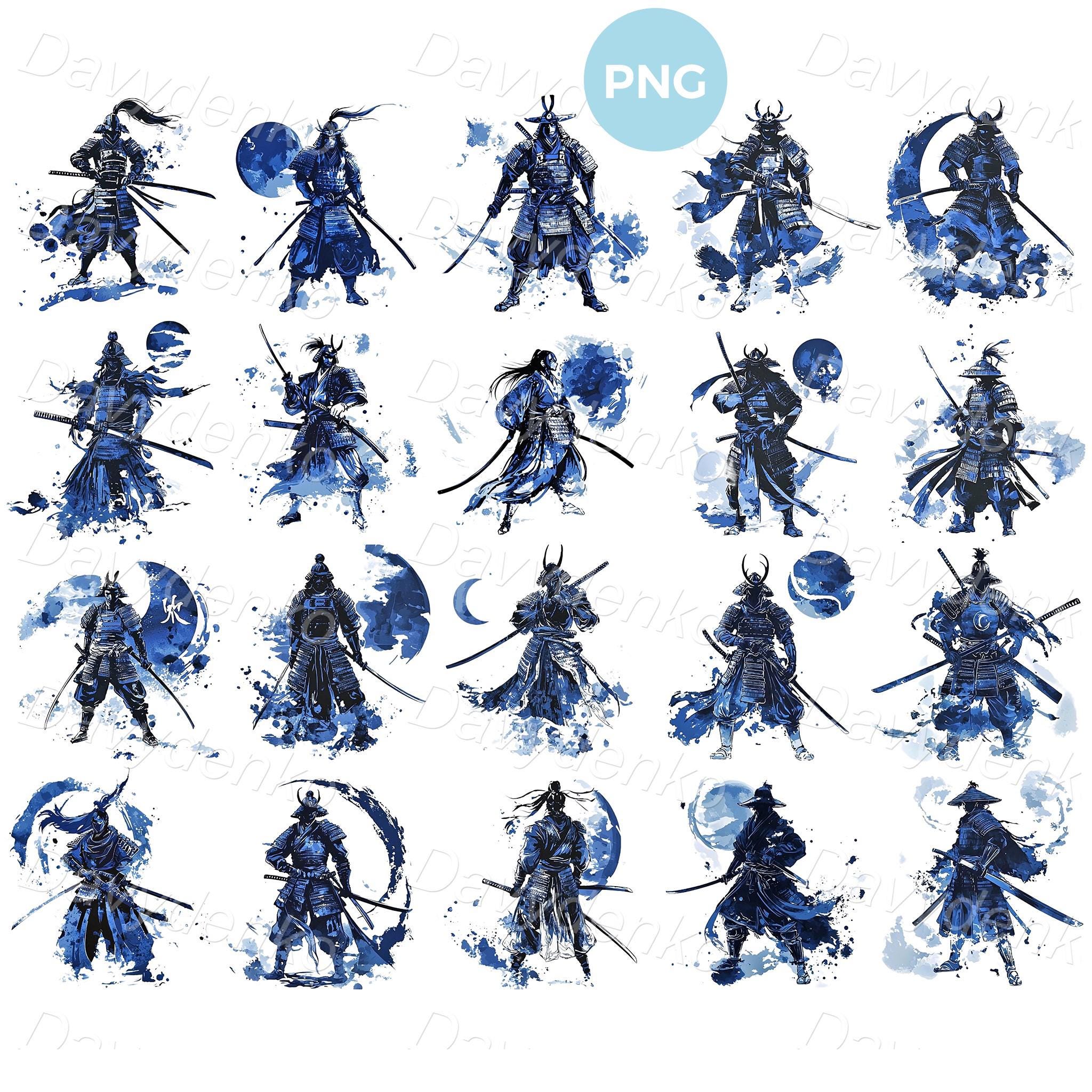 Samurai Transparent Png Set, Japanese Warrior, Samurai Clipart, Digital ...