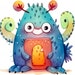Set of Cute Cartoon Monsters With Books PNG Clipart. Happy Monsters ...