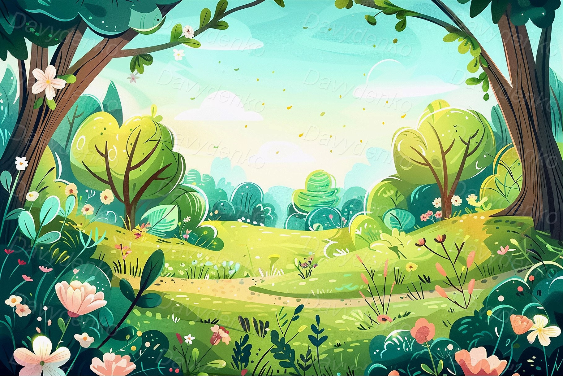 Cartoon Backdrops Children's Book Whimsical Scene Cartoon Backgrounds ...