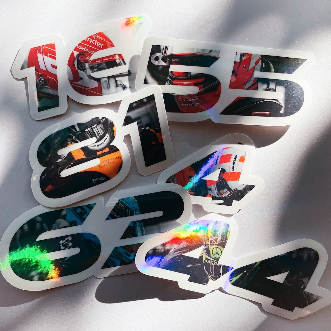 Formula 1 Driver Number Waterproof Sticker Set - Etsy