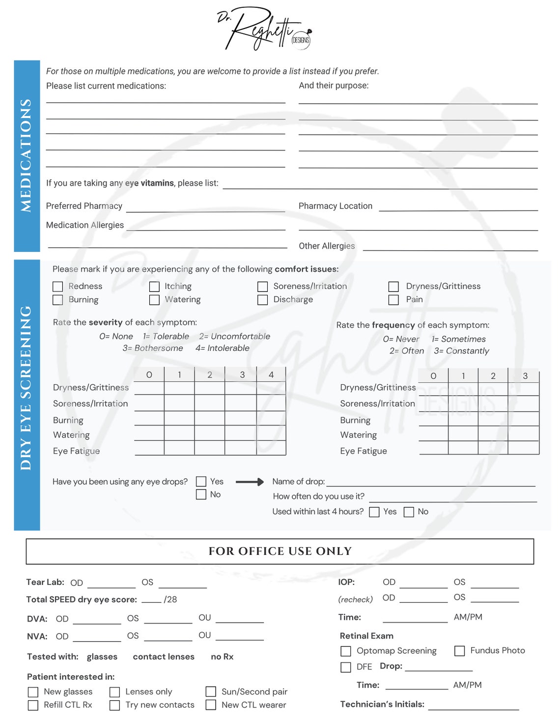 Condensed Intake Form With Pretesting Section - Etsy