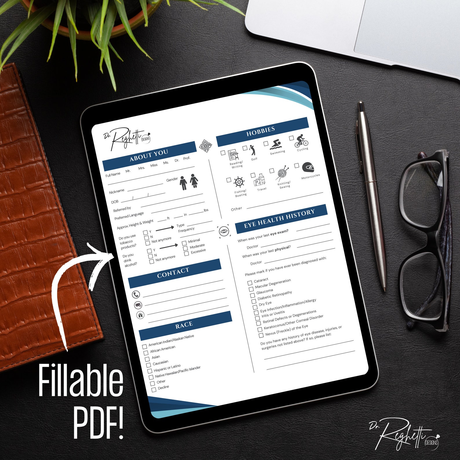 Fillable PDF Version of Comprehensive Intake Form for Optometrists - Etsy