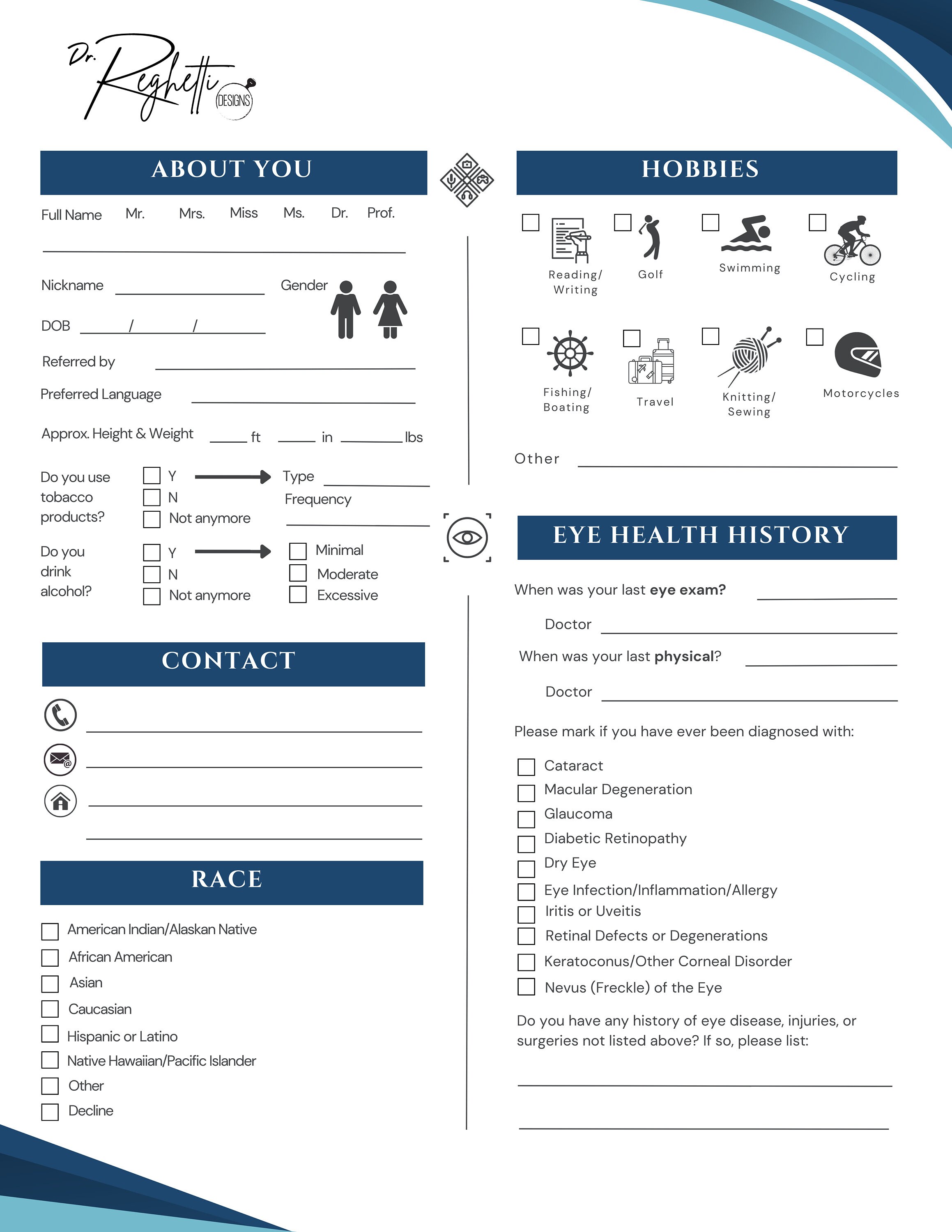 Comprehensive Intake Form for Optometrists - Etsy