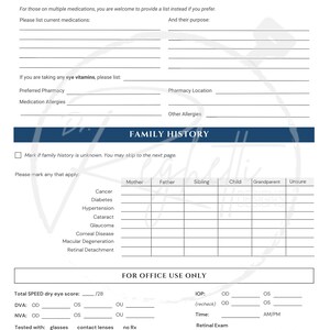 Comprehensive Intake Form for Optometrists - Etsy