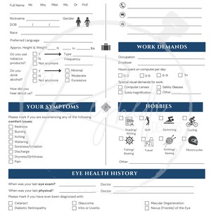 Comprehensive Intake Form for Optometrists - Etsy