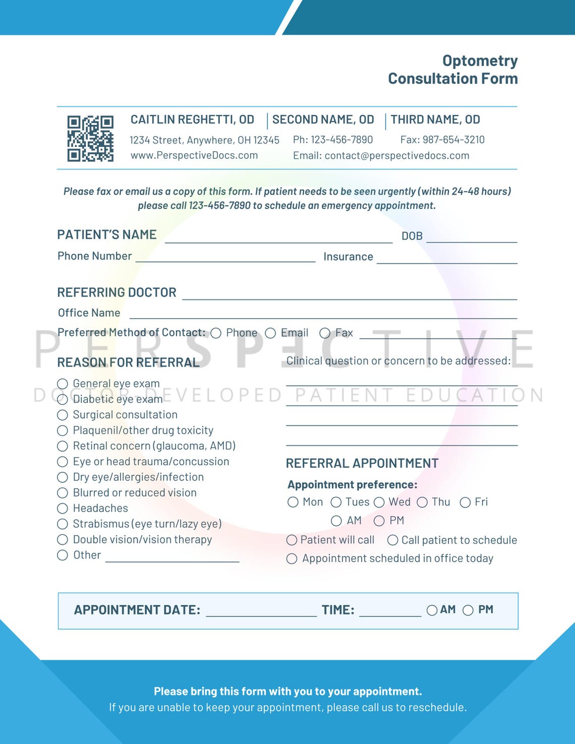 Editable Canva Template - Optometry Consultation Form for Doctors - Etsy